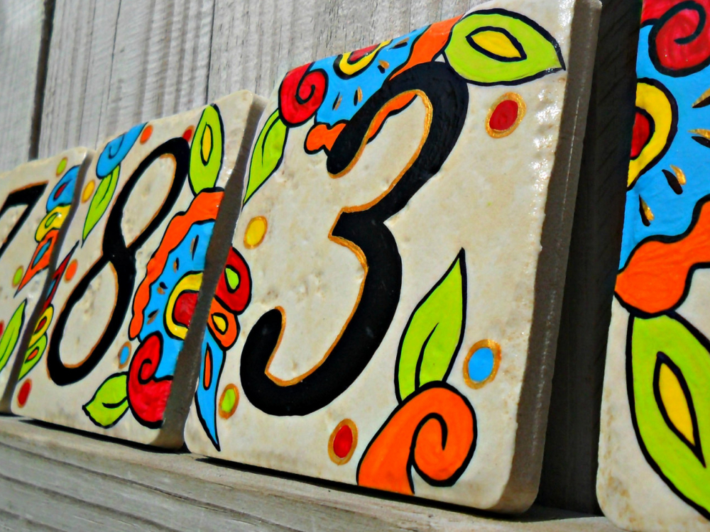 Hand painted house numbers address tiles SPANISH | Luckii Arts Casey Virata